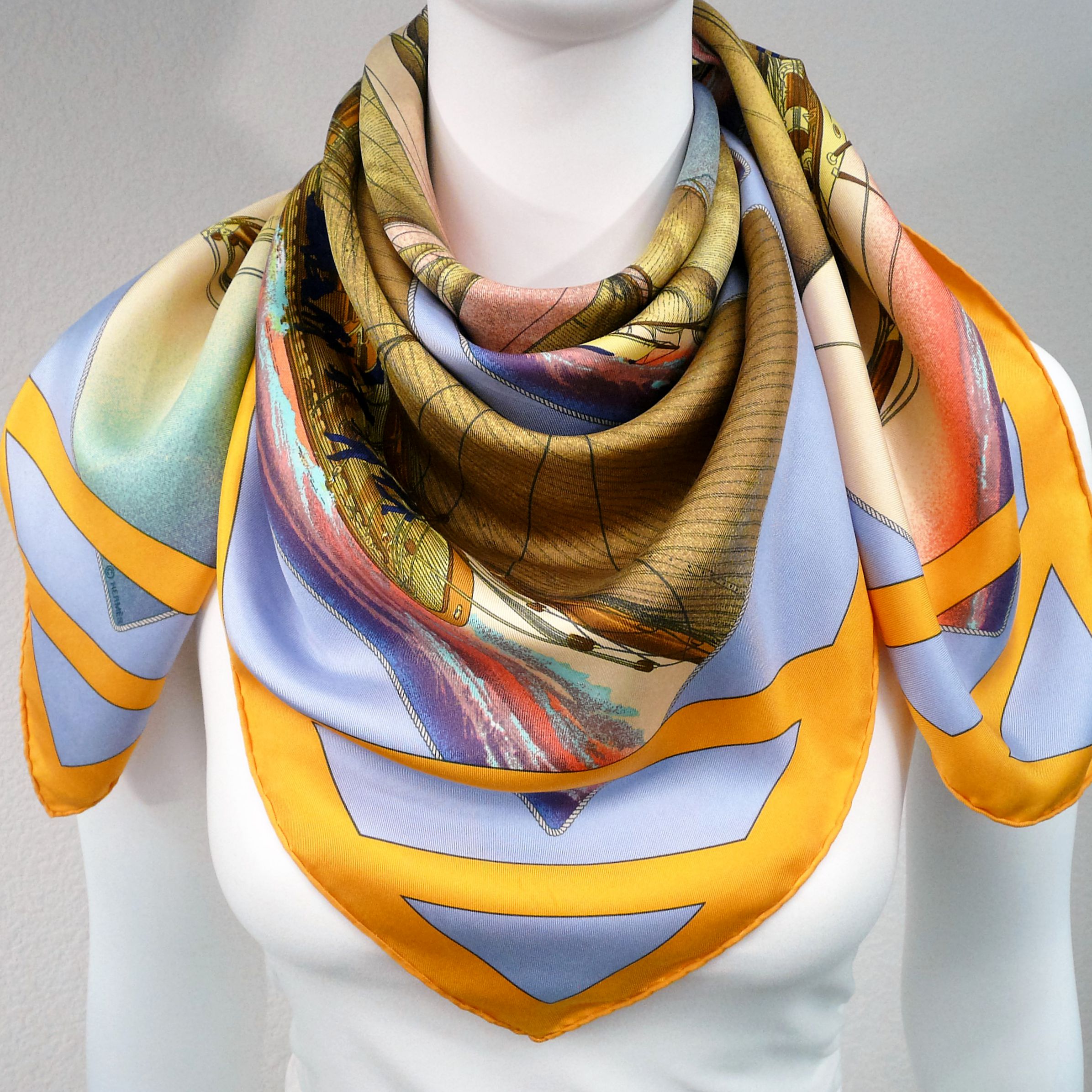 Rafales HERMES Paris Scarf with Sail Boats – The World of Hermes© Scarves